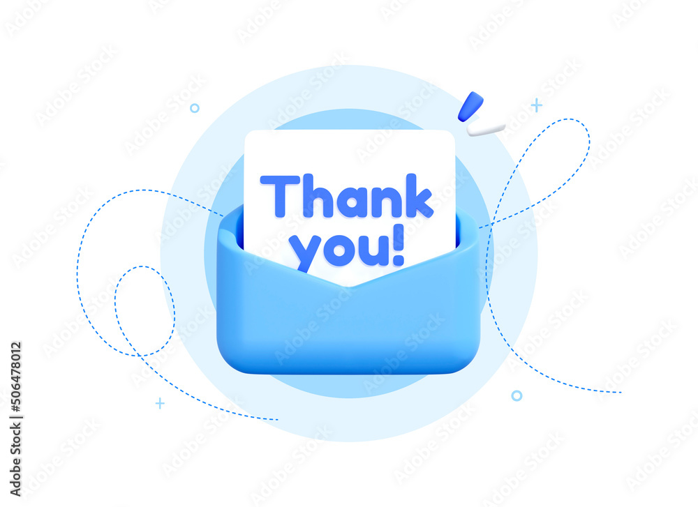 3D Thank you letter in envelope. Thanks email or mail. Order ...