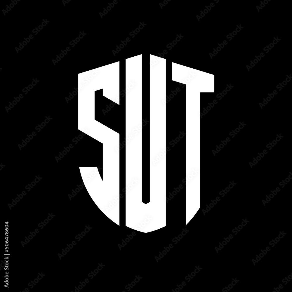 SUT letter logo design. SUT modern letter logo with black background ...