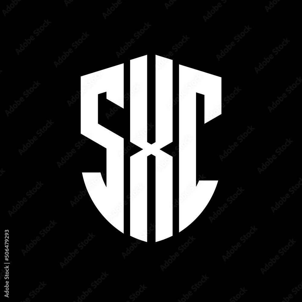 SXC letter logo design. SXC modern letter logo with black background ...