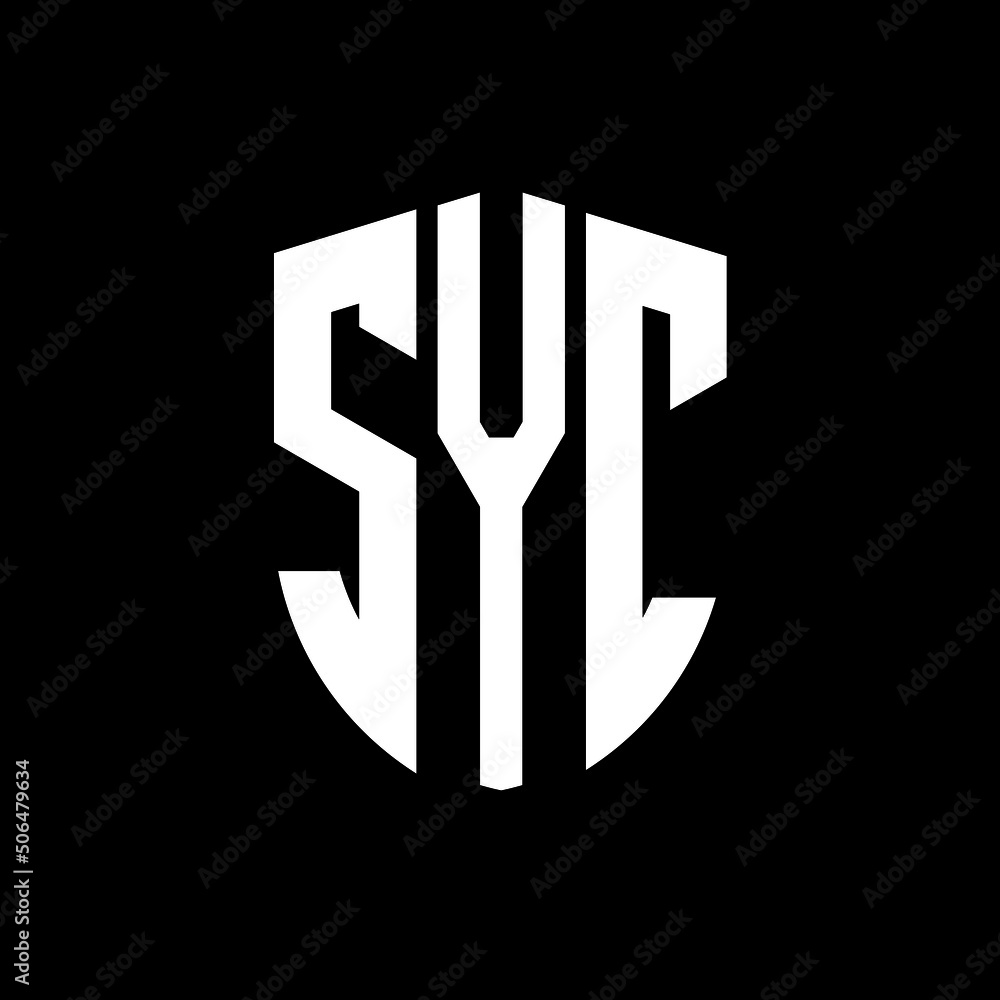 SYC letter logo design. SYC modern letter logo with black background. SYC creative letter logo ...