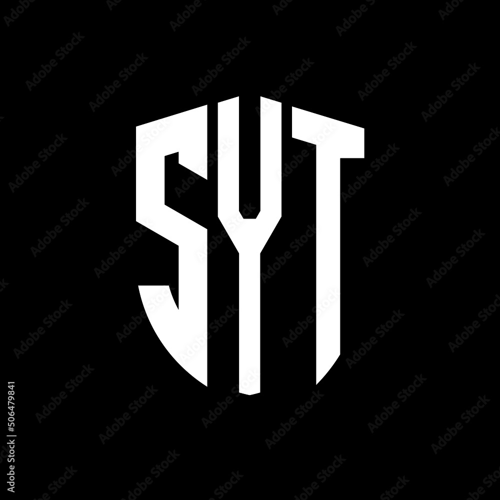 SYT letter logo design. SYT modern letter logo with black background ...