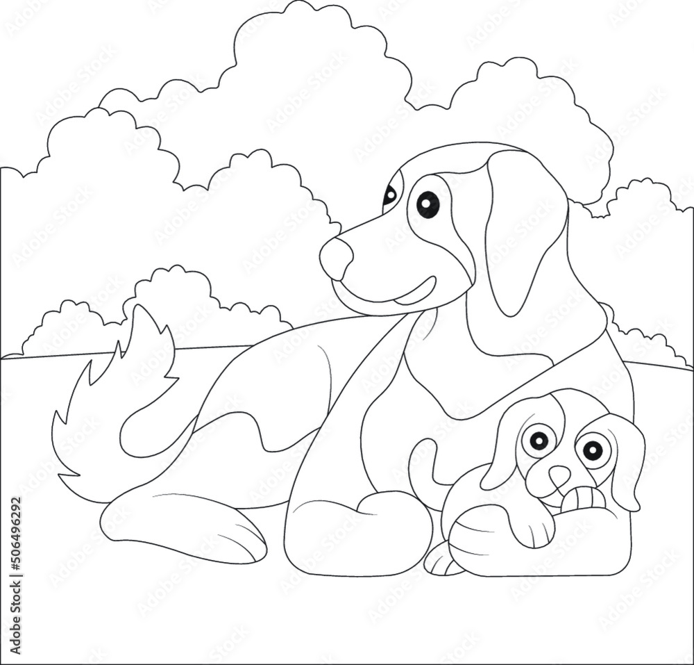 Funny dog coloring page for kids Stock Vector | Adobe Stock