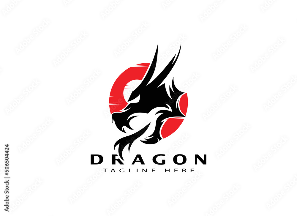 Dragon Logo Japanese Style. Flat Vector Design Template Element Stock ...