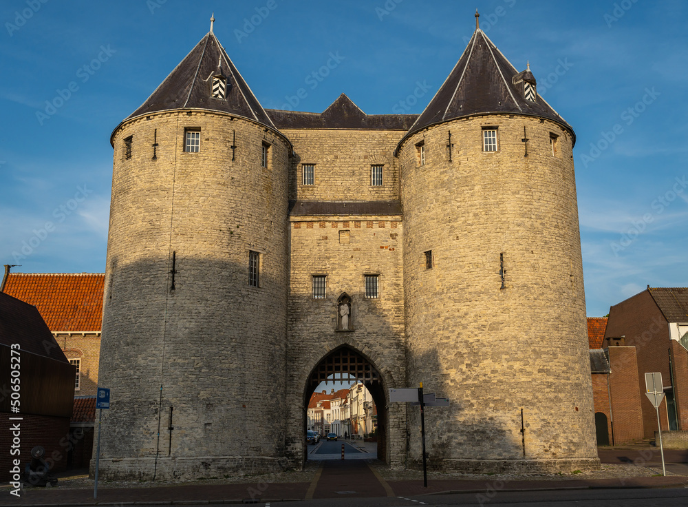 Historical city gate known locally as Gevangenpoort, the oldest ...