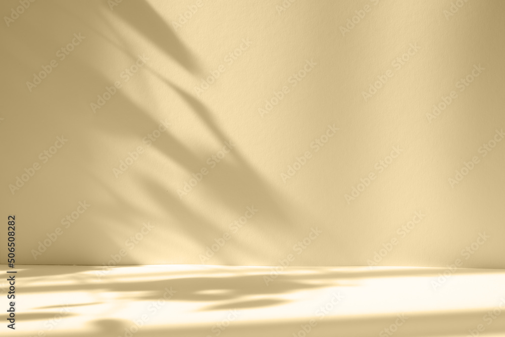 Abstract beige studio background for product presentation. Empty room ...