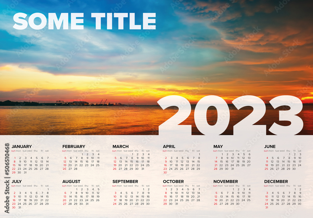 Light Full Year Calendar Layout for the Year 2023 (Sunday First Day ...