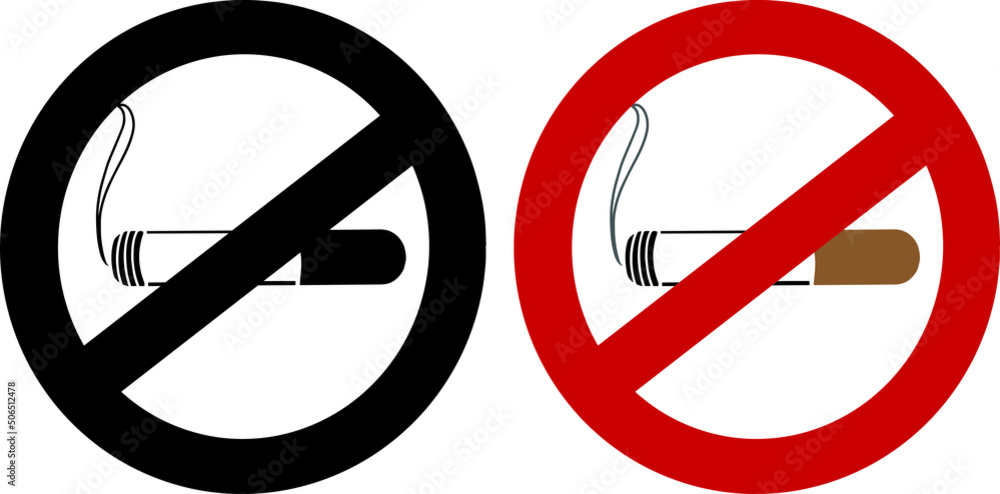 Vector. Signo de prohibido fumar en color y en blanco y negro. Día ...