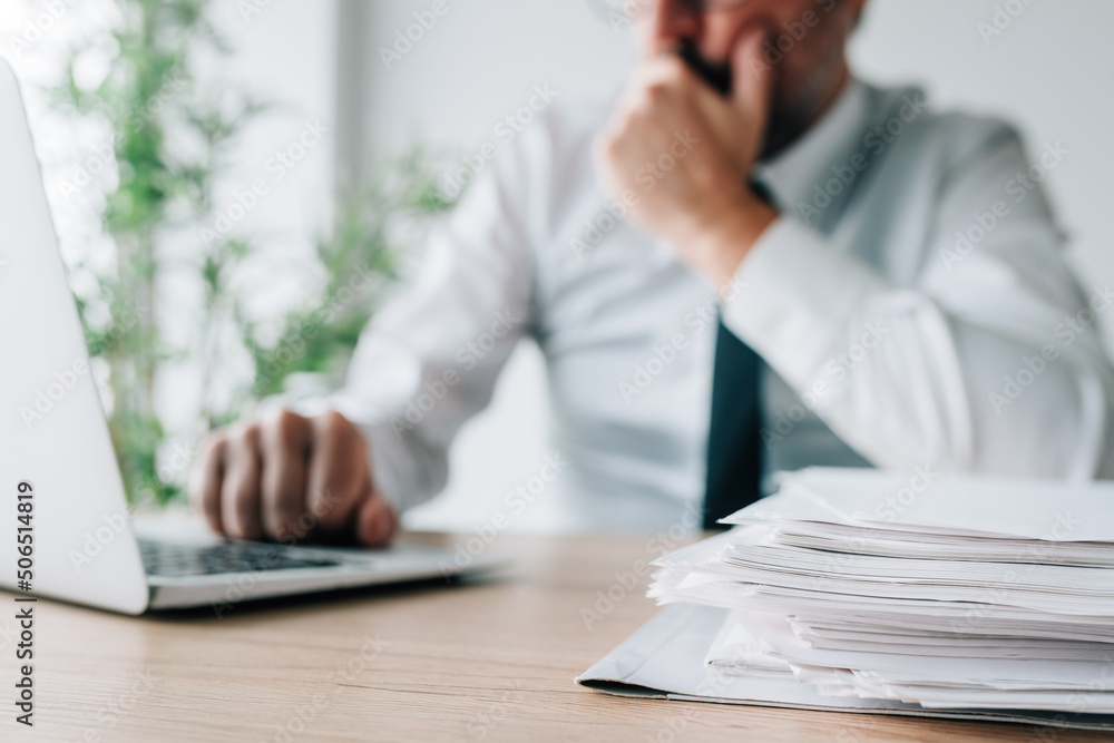 Choosing the best candidate, employer with job applications and cv ...