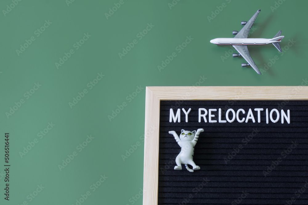 Toy passenger plane next to a felt board with the inscription my ...