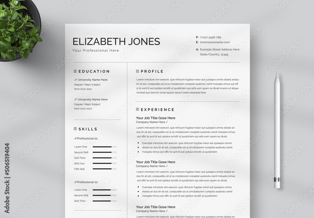 Simple Resume and Cover Letter Layout Stock Template | Adobe Stock