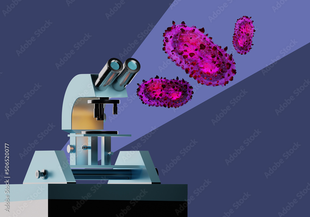 Monkeypox epidemic. Outbreak of viral disease. Monkeypox bacteria next ...