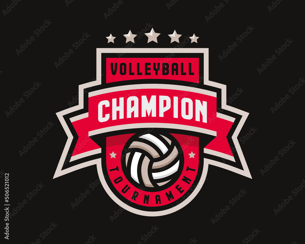 Volleyball logo design, emblem tournament template editable for your ...