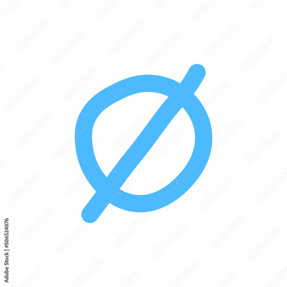 Hand drawn of blue empty set or null set or void set. Mathematical ...