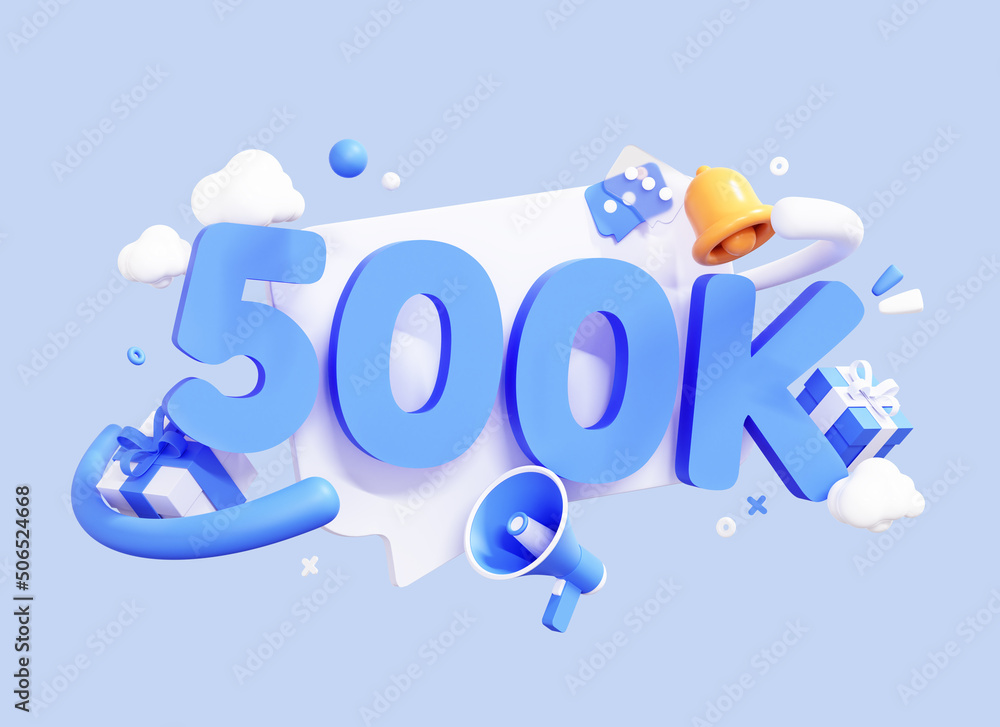 3D Banner with 500k Followers. Thank you for subscribe. Social media ...
