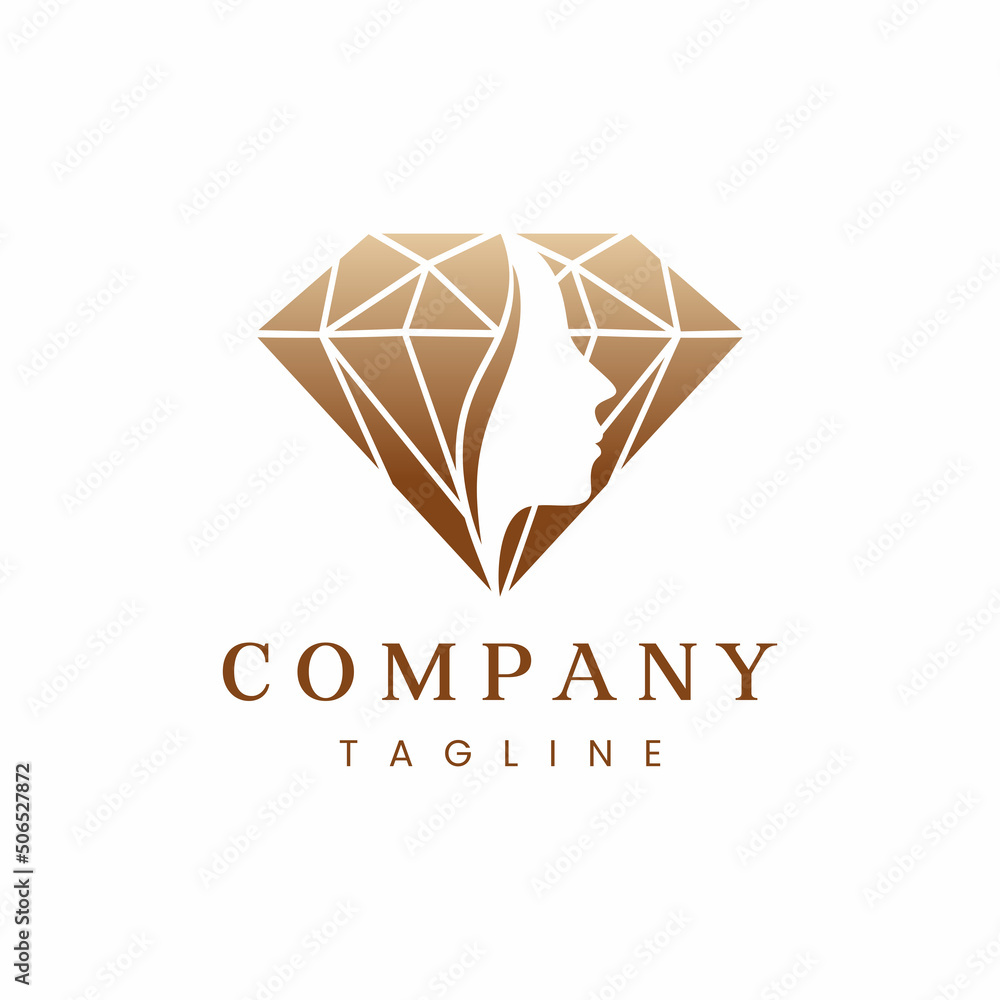 Diamond with Beauty Face Logo Design Stock Vector | Adobe Stock