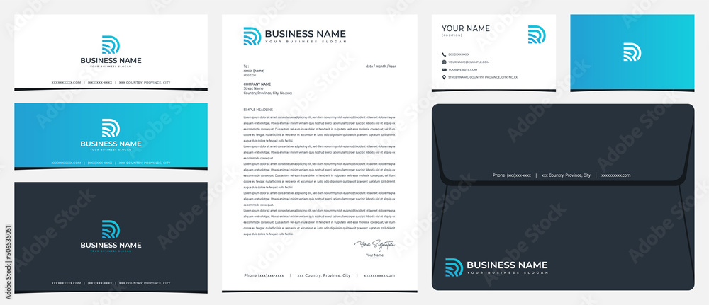 DR signal logo with stationery, business card and social media banner ...