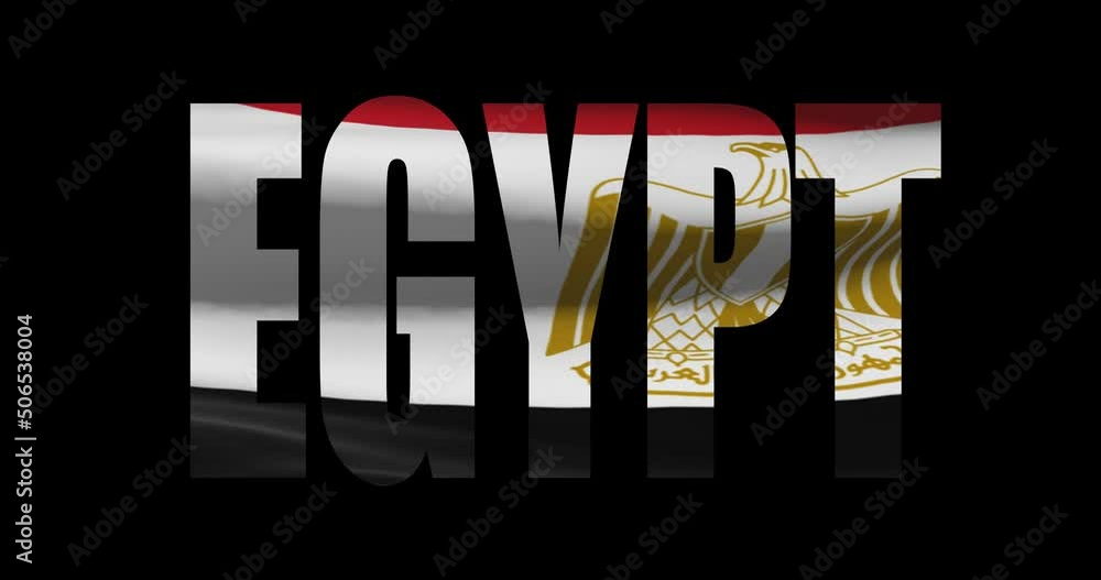 Egypt country name with national flag waving. Graphic layover Stock ビデオ ...