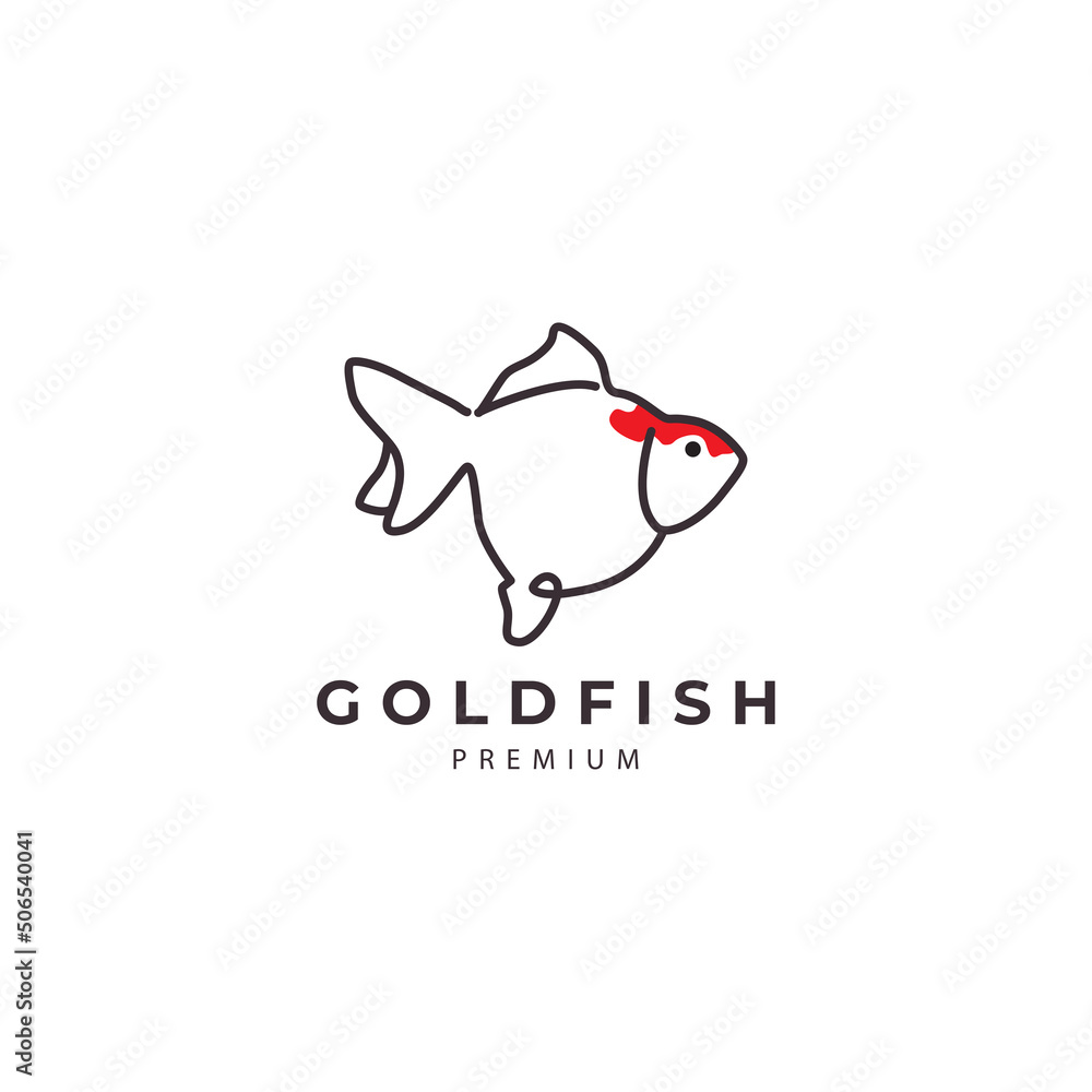 goldfish with minimalist line art concept logo design vector icon ...