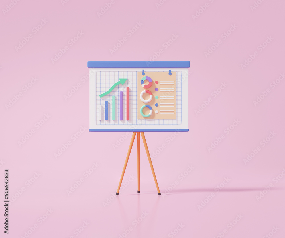 Board icon on pink background with data presentation chart financial ...