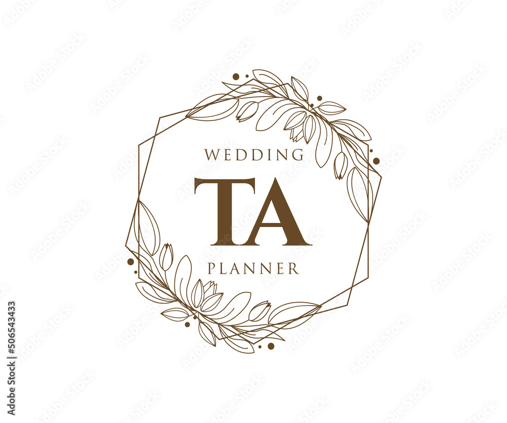TA Initials letter Wedding monogram logos collection, hand drawn modern ...