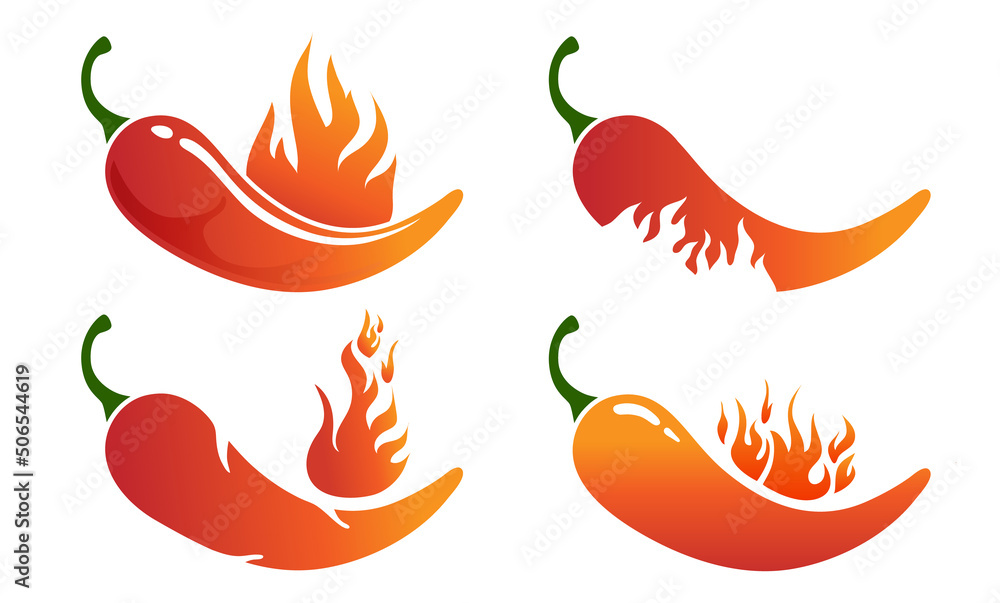 Chili With Fire Logo Design Vector. Hot burning fire flame and red ...