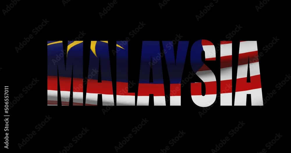 Malaysia country name on transparent background. Word animation with ...