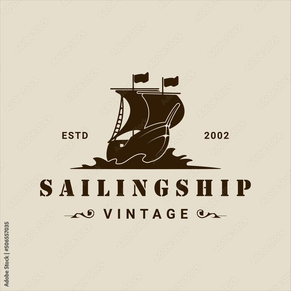 sailing ship logo vintage vector illustration template icon graphic ...