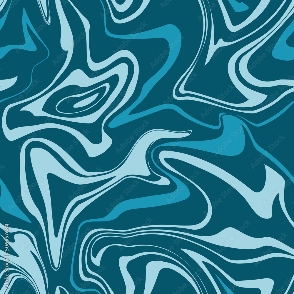 Dark cyan marble acrylic swirl seamless pattern, water texture ...