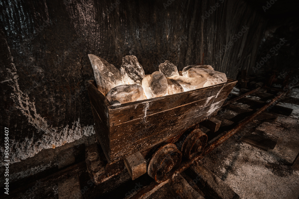Foto Stock Underground theme park in big salt mine Salina Turda, Turda ...