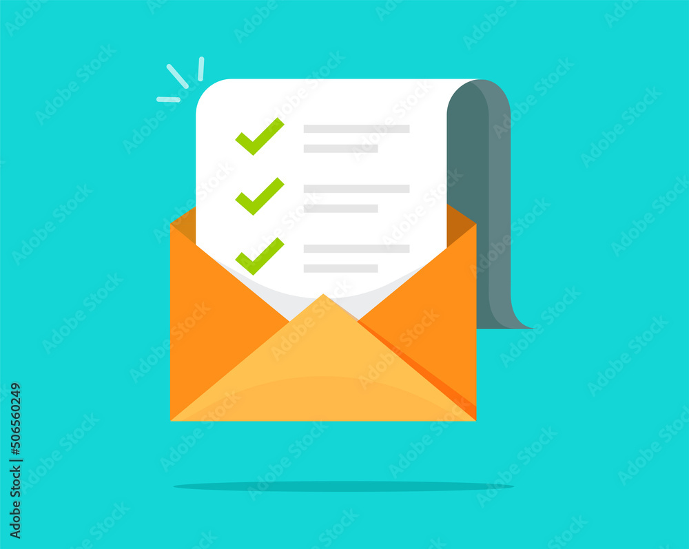 Mail email check list icon vector or exam checklist marks in digital ...