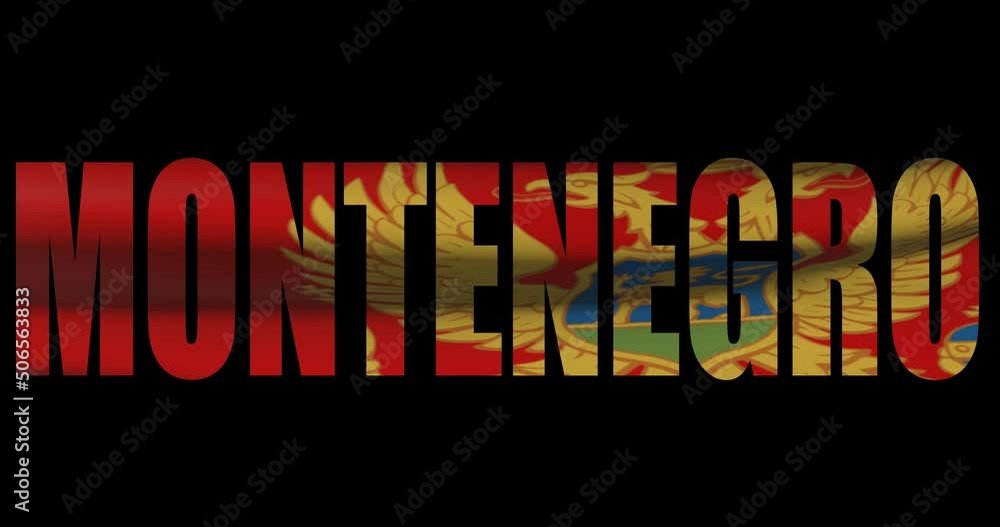 Montenegro country name on transparent background. Word animation with ...