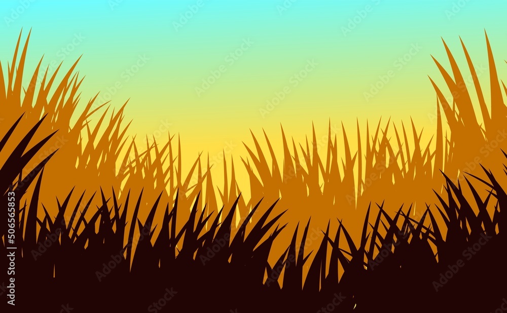 Grass. Nature rural landscape. Autumn view. Pasture overgrown ...