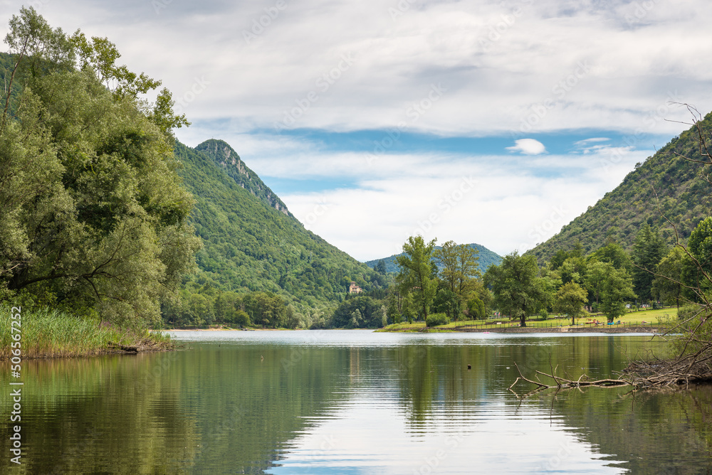 Small Italian natural lake. Lake Ghirla in the province of Varese ...
