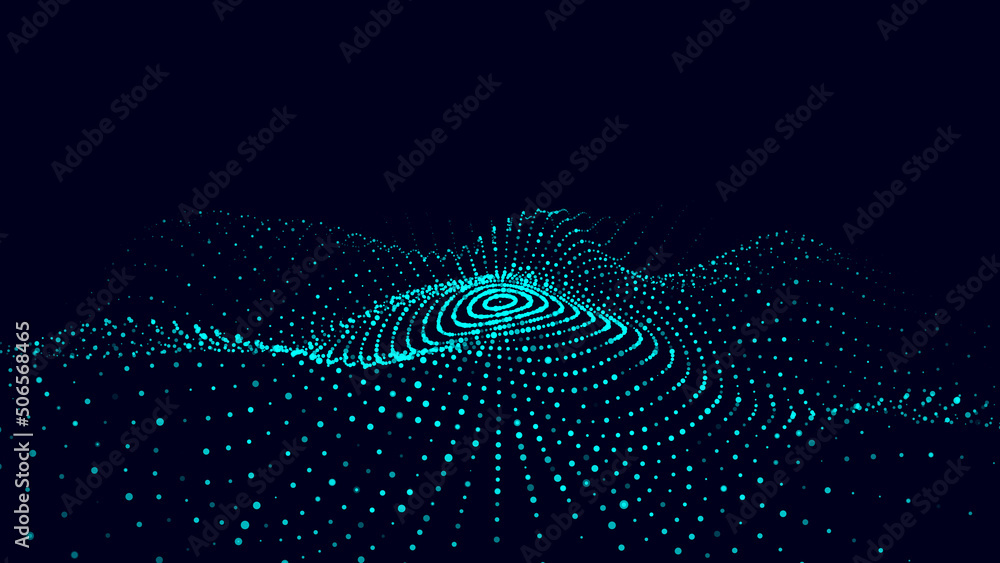 Futuristic moving circle wave. Digital background with moving glowing ...