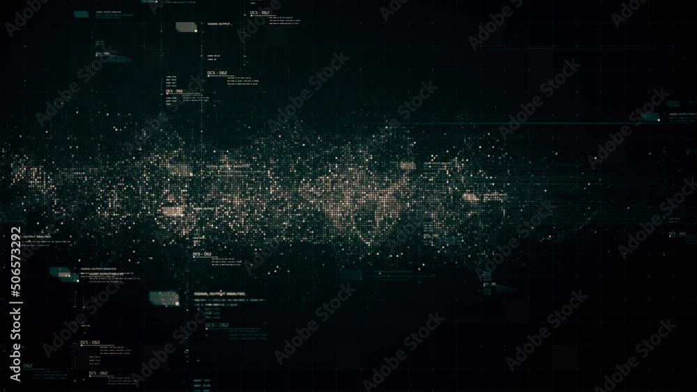 Futuristic abstract de-focus Metaverse data matrix, meta, telemetry and encrypt numbers display ...