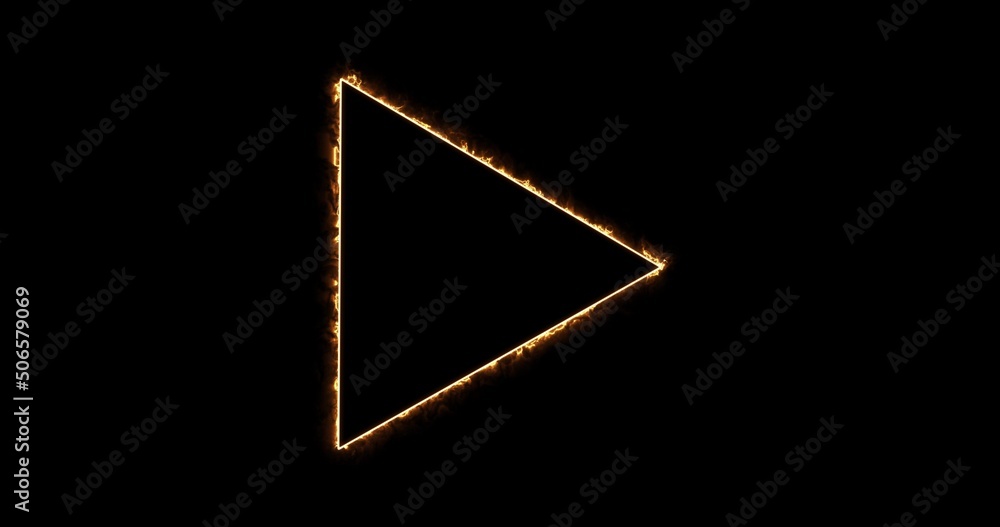 Fire triangle on a black background. Abstract hot triangle, flame frame ...