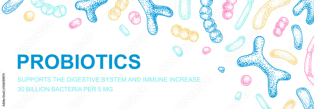 Hand drawn probiotics design for packaging and branding. Vector ...