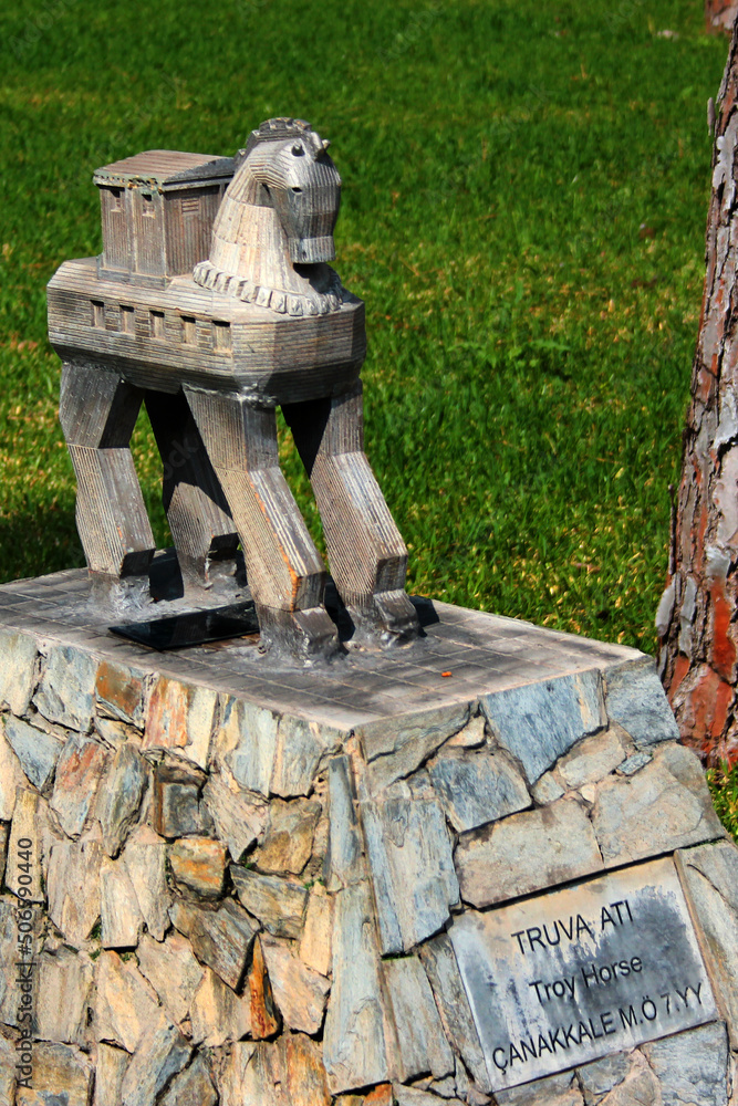 Antalya - Turkey - May 19, 2022: Model of Troyan Horse in Canakkale, at ...