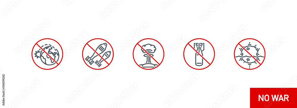 bombing with atomic aerial bombs line icon collection isolated on white ...