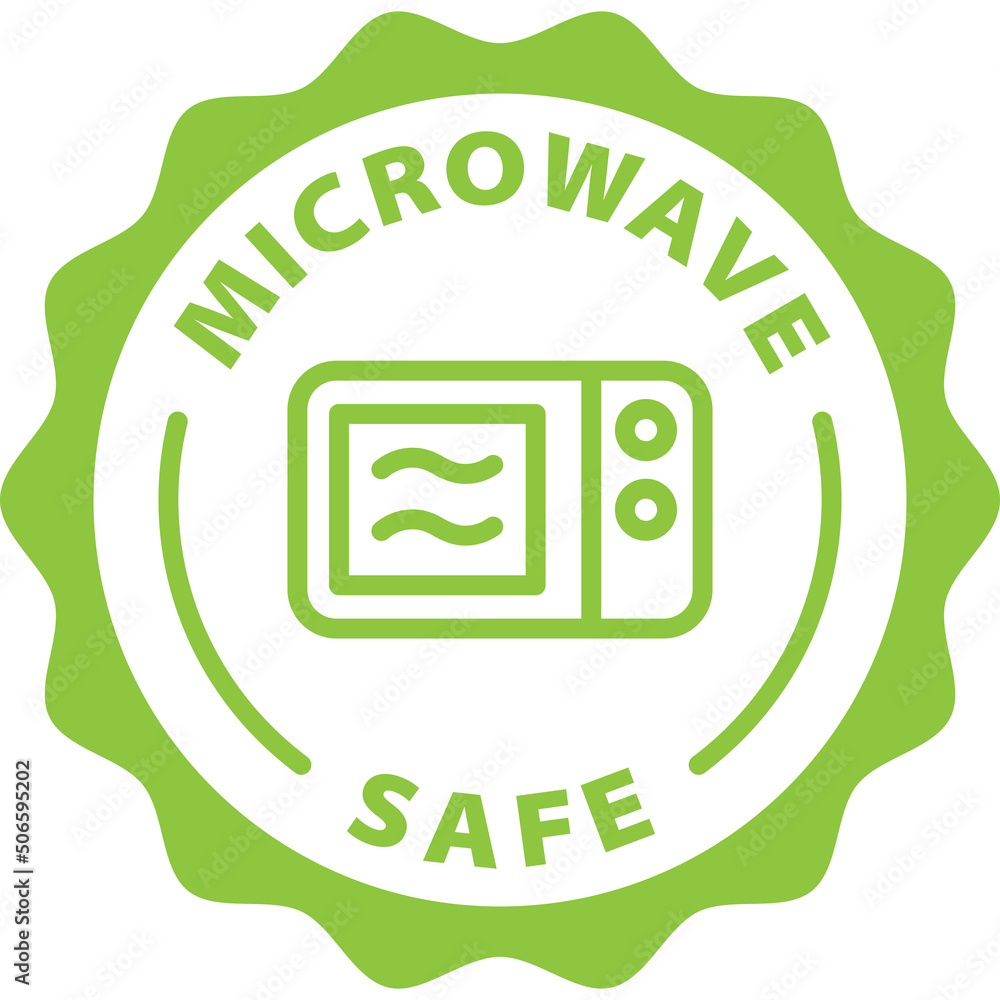 microwave safe green stamp outline badge icon label isolated vector on ...