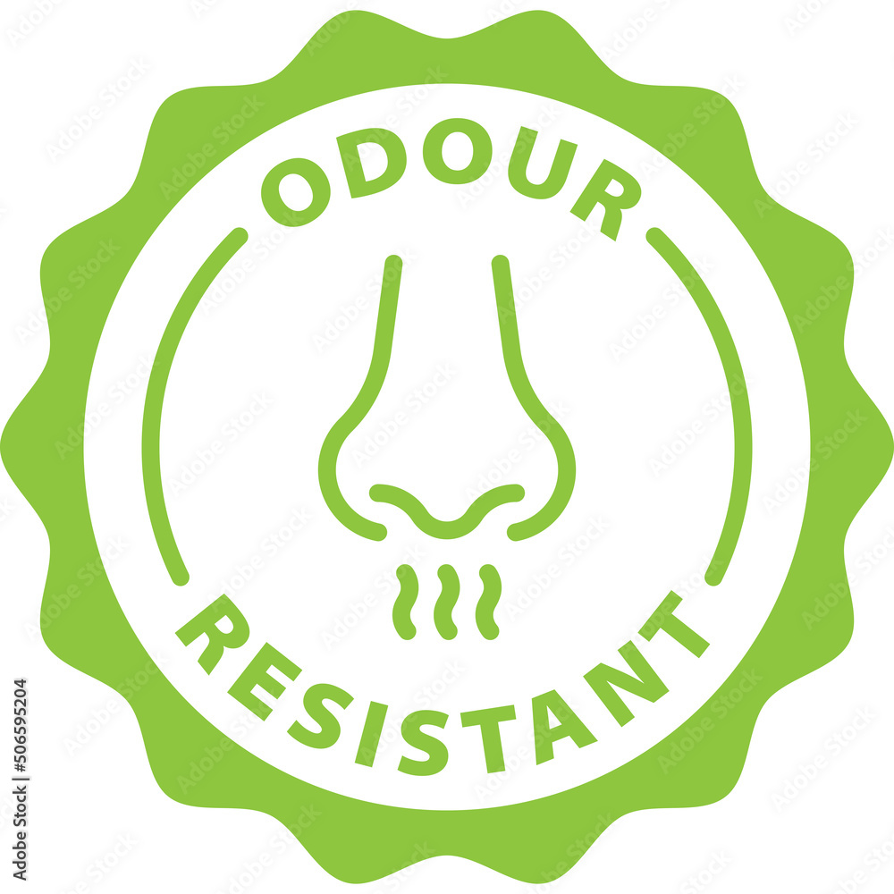 odour resistant green stamp outline badge icon label isolated vector on ...