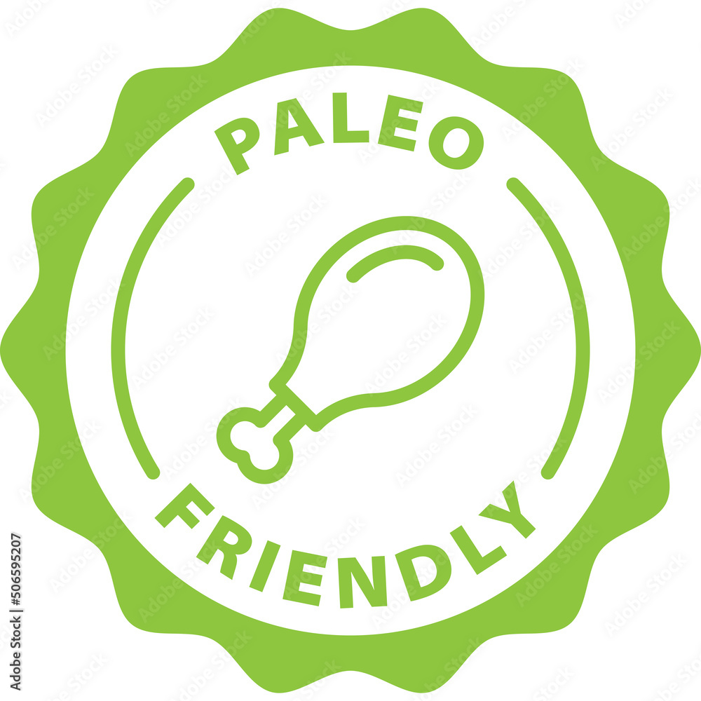 paleo friendly green stamp outline badge icon label isolated vector on ...