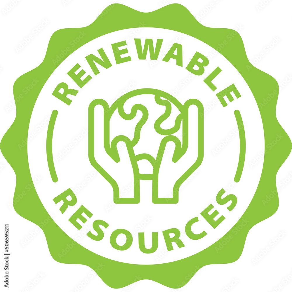 renewable resources green stamp outline badge icon label isolated ...