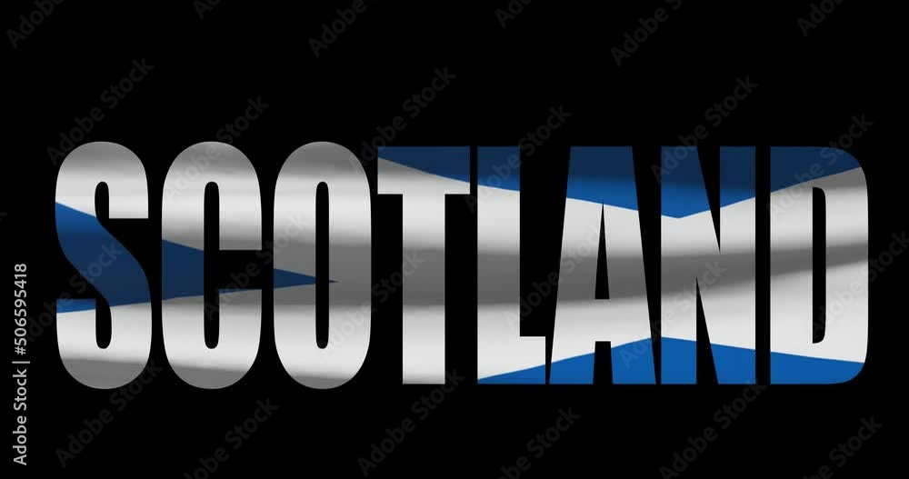 Scotland country name on transparent background. Word animation with ...