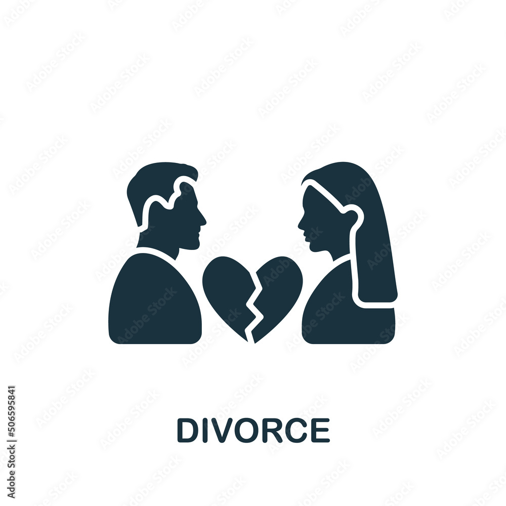 Divorce icon. Monochrome simple Psychology icon for templates, web ...