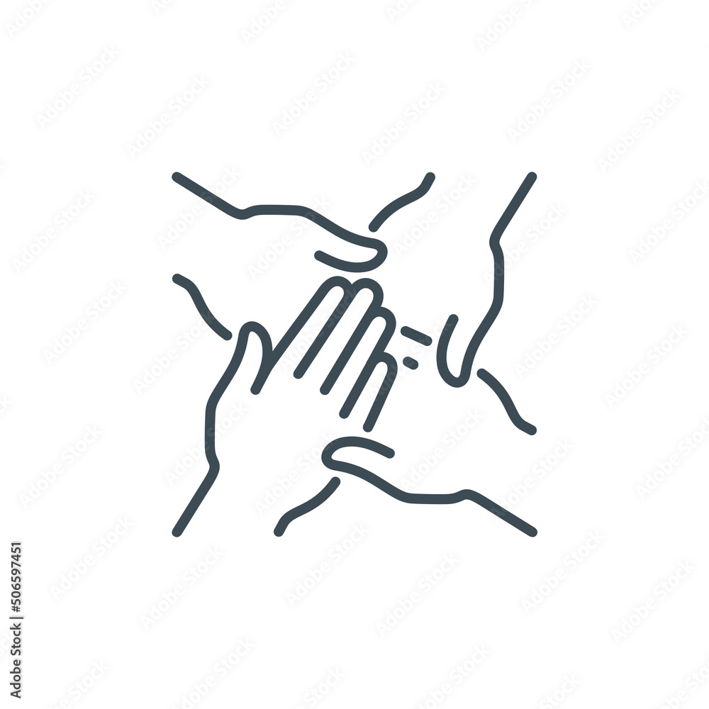 Unity team and teamwork single line icon isolated on white Perfect ...