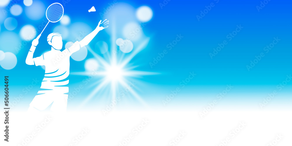 Badminton sport graphic with blue background. Stock Illustration ...