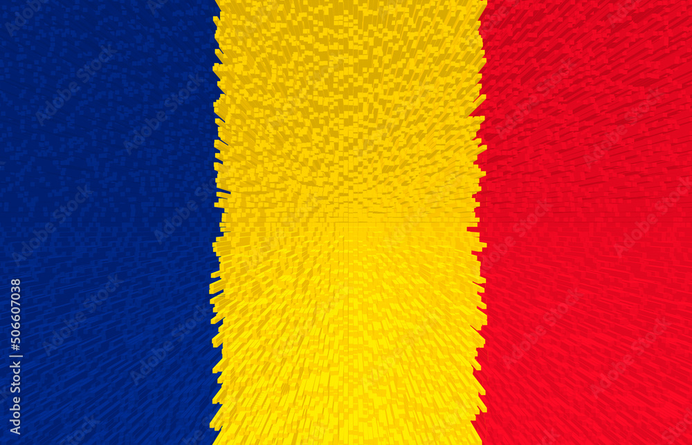 3d illustration of Romanian flag. The flag of Romania is blue, yellow ...