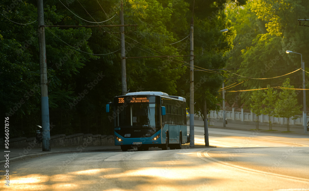 Public bus transportation in Bucharest. An Otokar bus part of Bucharest STB (Transportation ...
