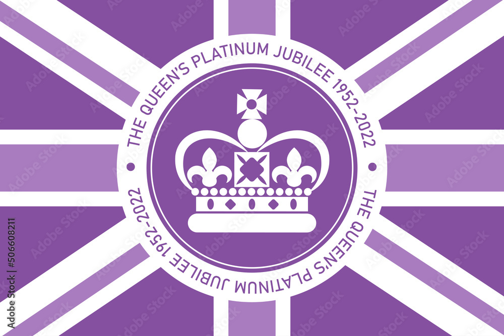 The Queen's Platinum Jubilee celebration sign crown in circle with ...